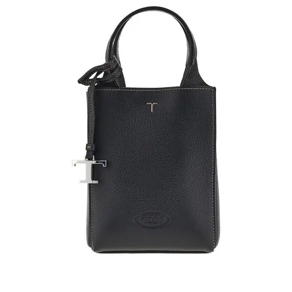 TOD'S Grained Leather Micro Tote Bag - Black