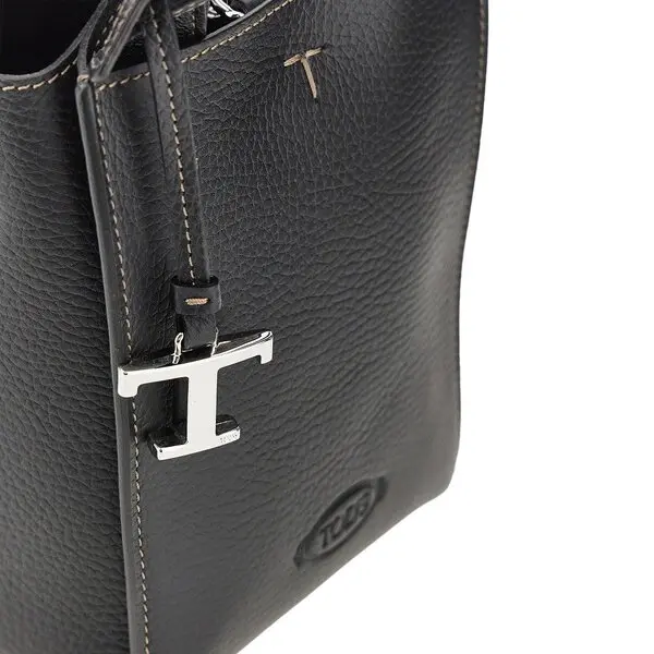 TOD'S Grained Leather Micro Tote Bag - Black
