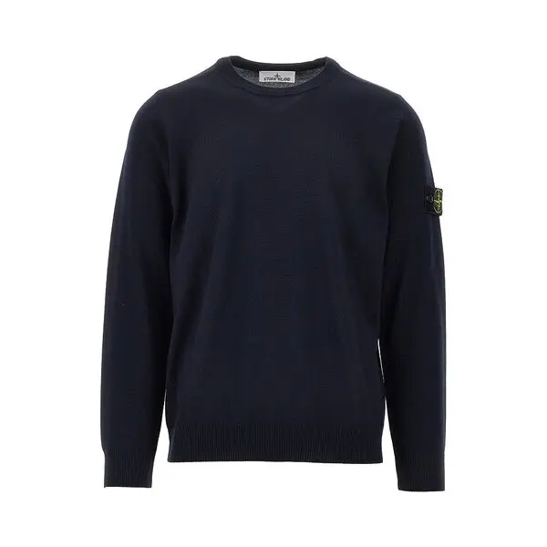 Stone Island Virgin Wool Crewneck Weater - Blue