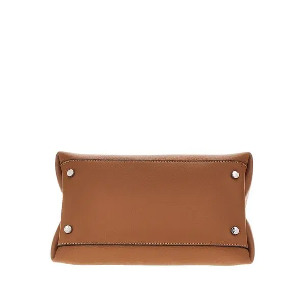 TOD'S Grained Leather Micro Shopping Bag With T Timeless Charm - Brown