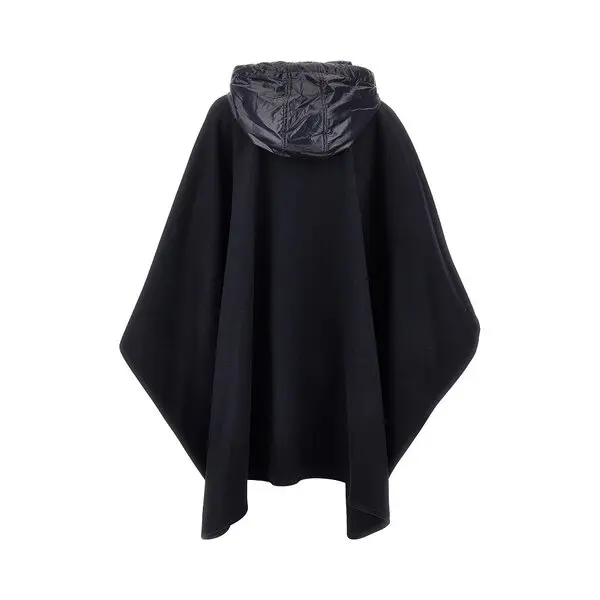 Moncler Wool Cloth Cape With Nylon Hood - Blue