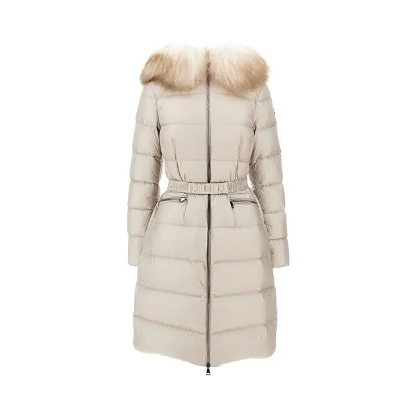 Moncler Boedc' Long Down Jacket Wth Shearlng Trm - Grey