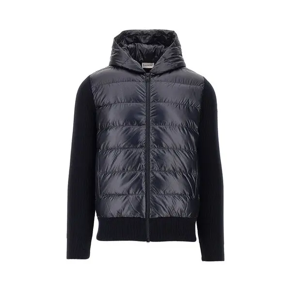 Moncler Padded Nylon And Wool Cardigan - Blue