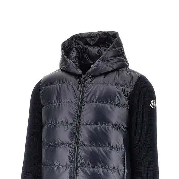 Moncler Padded Nylon And Wool Cardigan - Blue