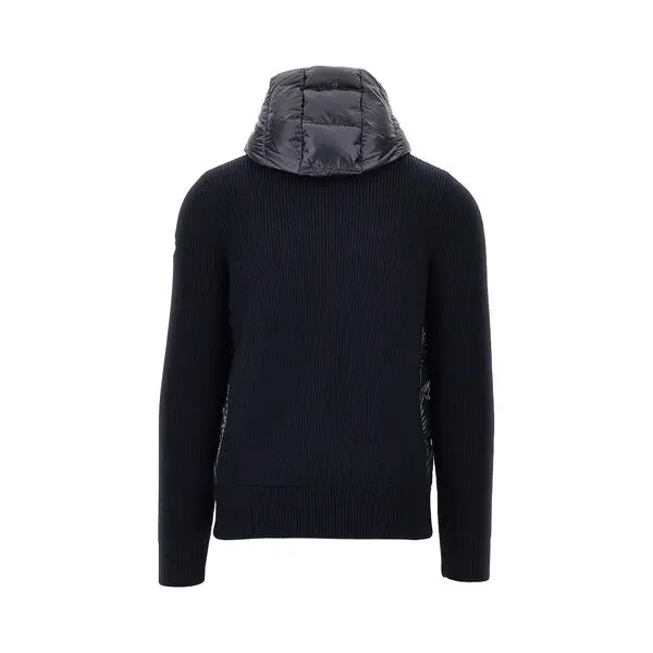 Moncler Padded Nylon And Wool Cardigan - Blue