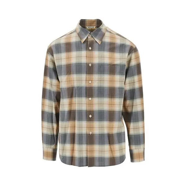 Auralee Check Light Wool Shirt