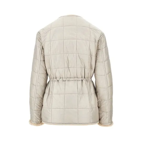 Moncler Reversible Quilted Down Jacket With Faux Fur Trim - Beige