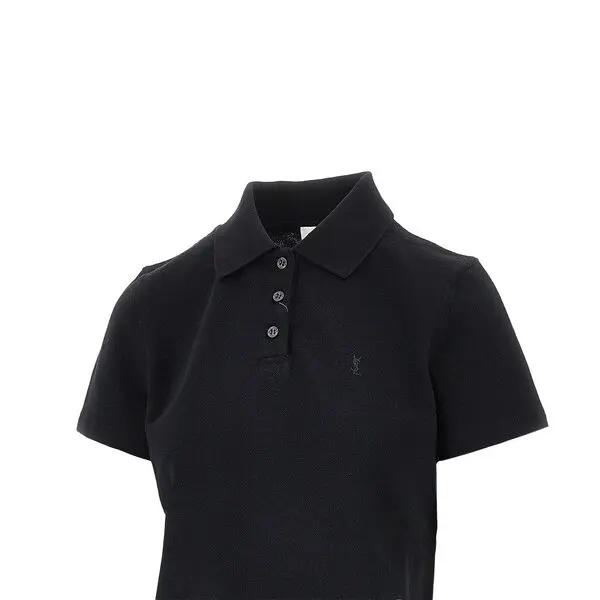 Saint Laurent Cropped Polo Shirt - Black