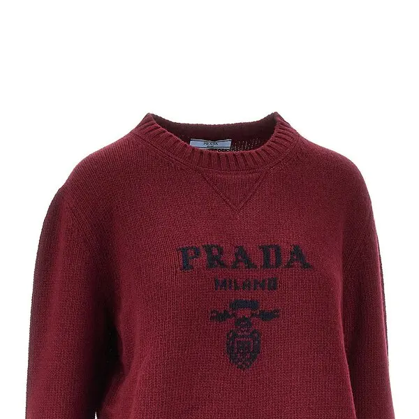 Prada Wool And Cashmere Crew Neck Sweater With Logo