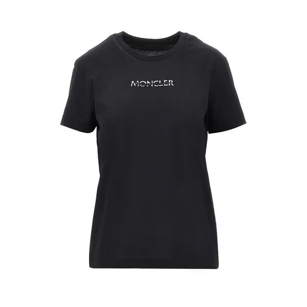 Moncler Logo Print And Embroidery Short Sleeve T-shirt - Black