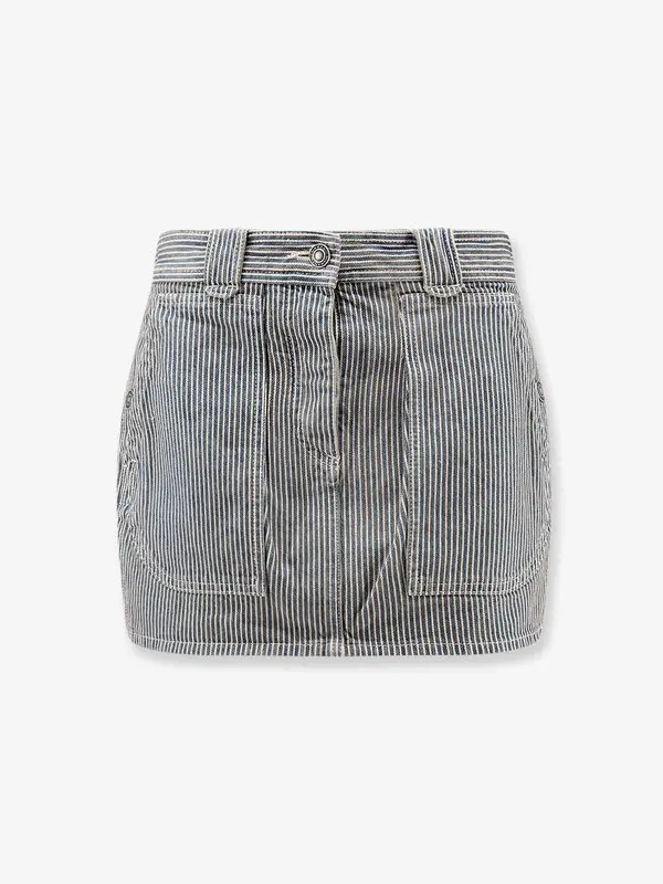MARANT ETOILE Estera Cotton Skirt With Striped Pattern - Blue