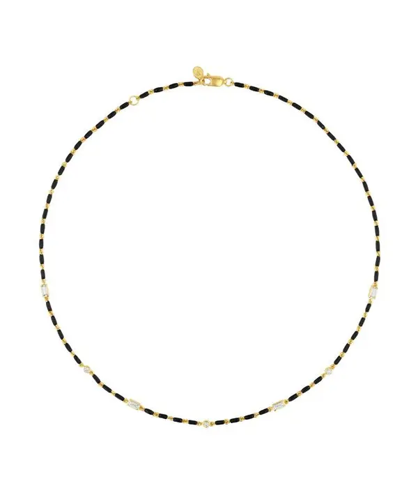 Dorsey Enamel And Moissanite Necklace - Noir