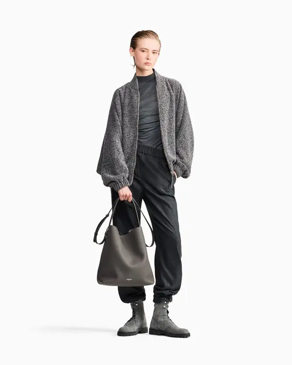 Giorgio Armani Top In Wool Jersey With Crater Neck And Draped Front