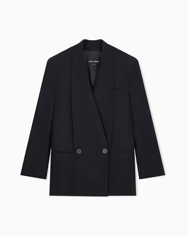 Giorgio Armani Blazer In Crepe Silk Cady With Wide Lapels And Pleated Back