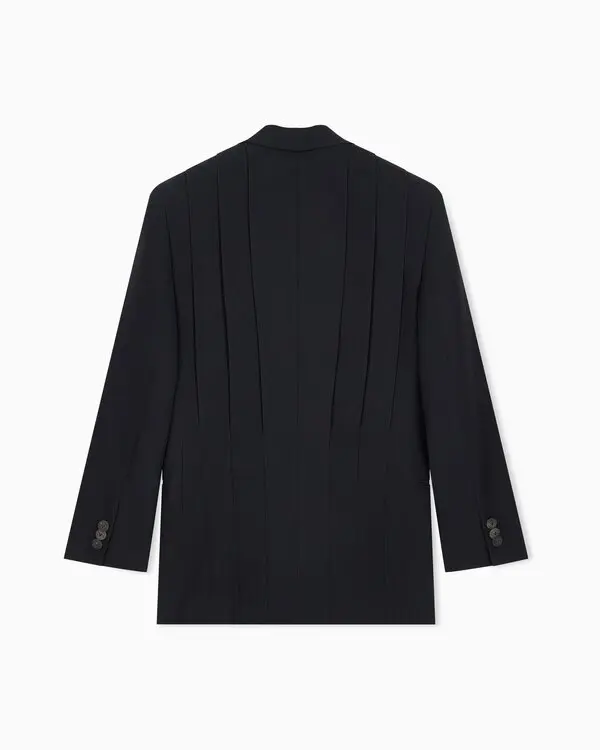 Giorgio Armani Blazer In Crepe Silk Cady With Wide Lapels And Pleated Back