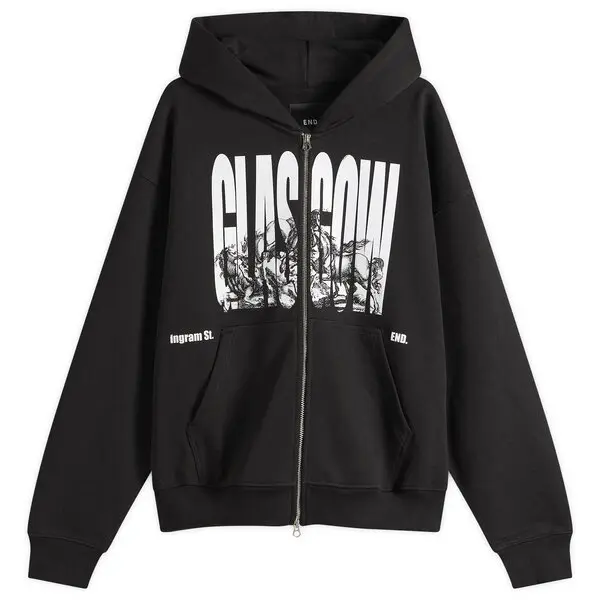 END. Glasgow Zip Hoodie With Graphic Print