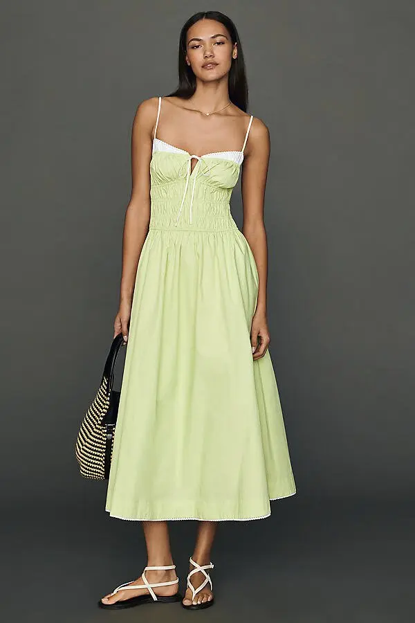 NIA Thomas Cotton Midi Dress - Lime