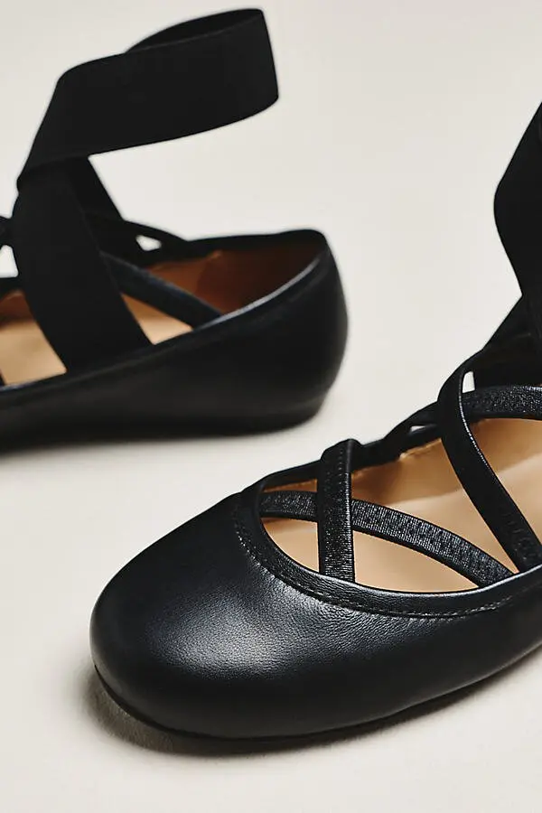 SILENT D Mable Strappy Ballet Flats - Black