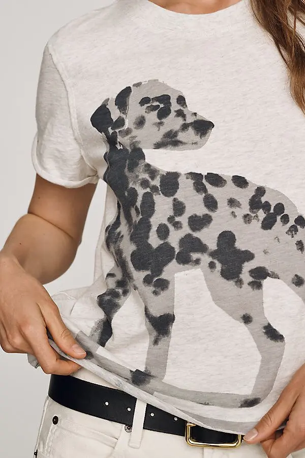 Maeve Caitlin Cotton Boxy Tee With Joanna Layla Print - Dalmation