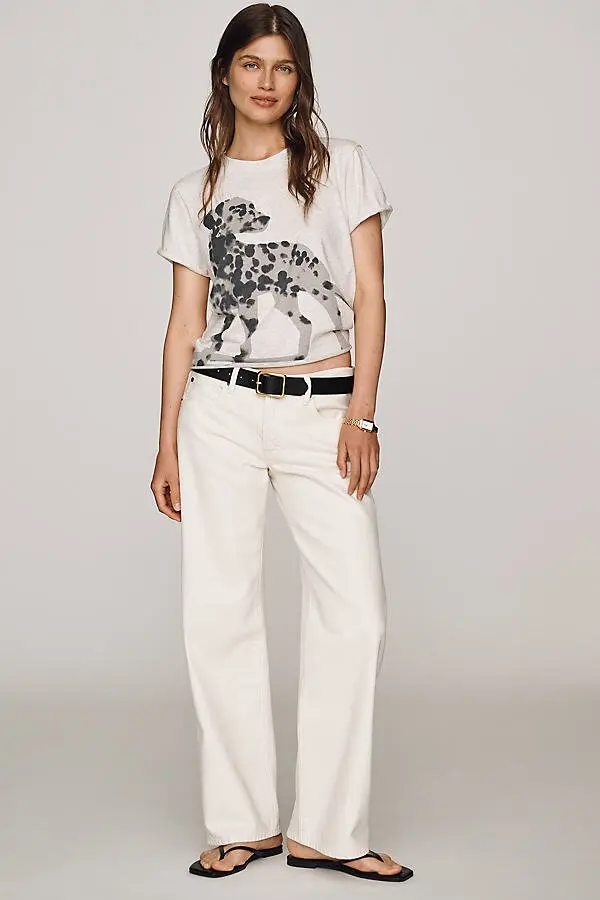 Maeve Caitlin Cotton Boxy Tee With Joanna Layla Print - Dalmation