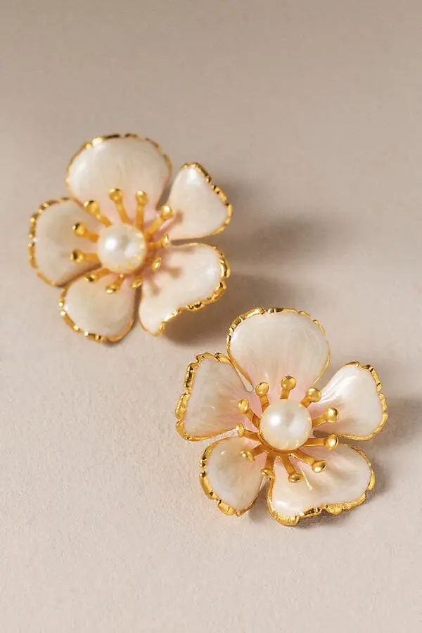 Anthropologie The Pk Reef Flora Pearl Earrgs