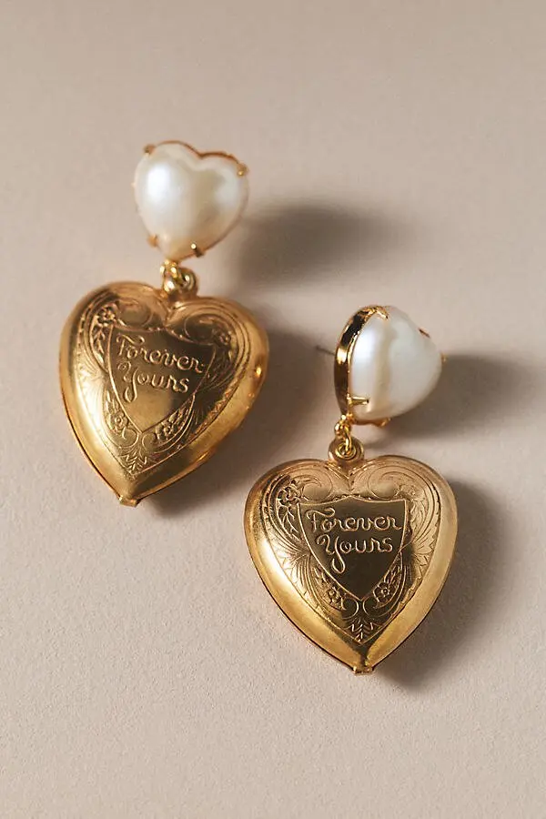 Anthropologie The Pk Reef Forever Yours Locket Drop Earrgs