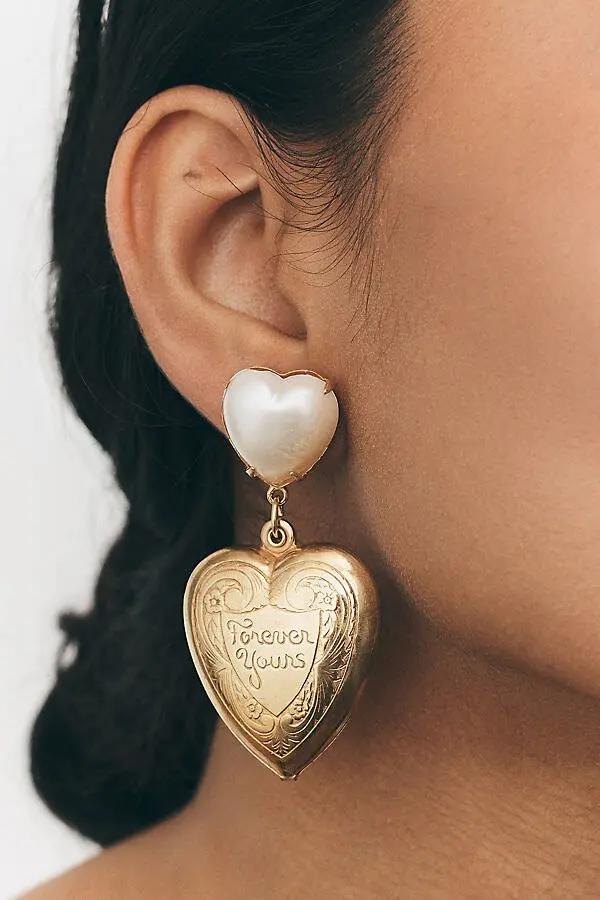 Anthropologie The Pk Reef Forever Yours Locket Drop Earrgs