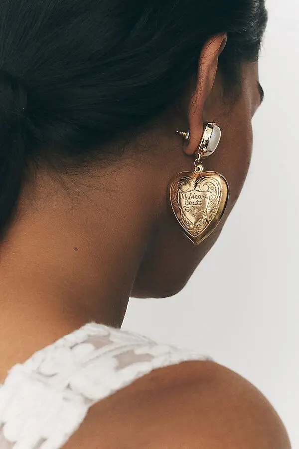 Anthropologie The Pk Reef Forever Yours Locket Drop Earrgs