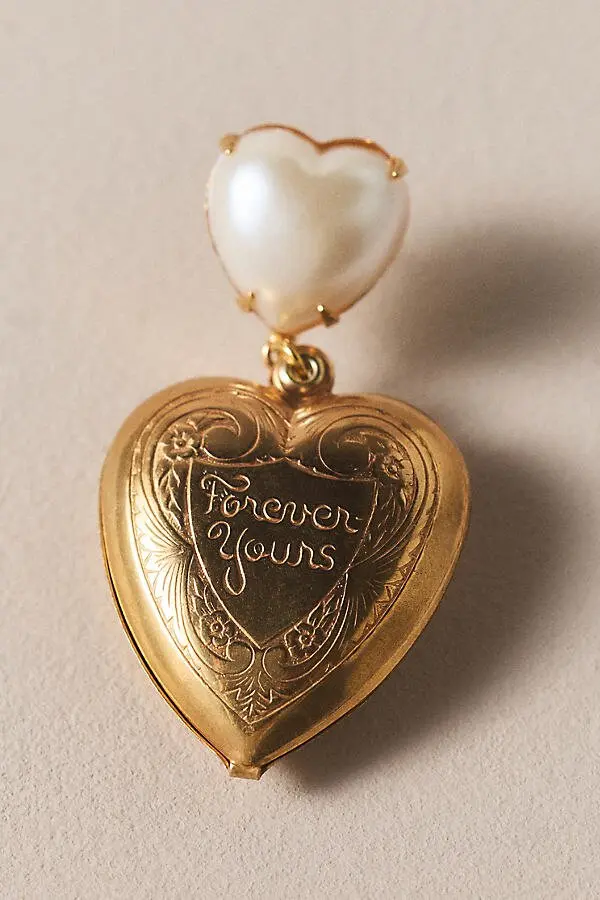 Anthropologie The Pink Reef Forever Yours Locket Drop Earrings