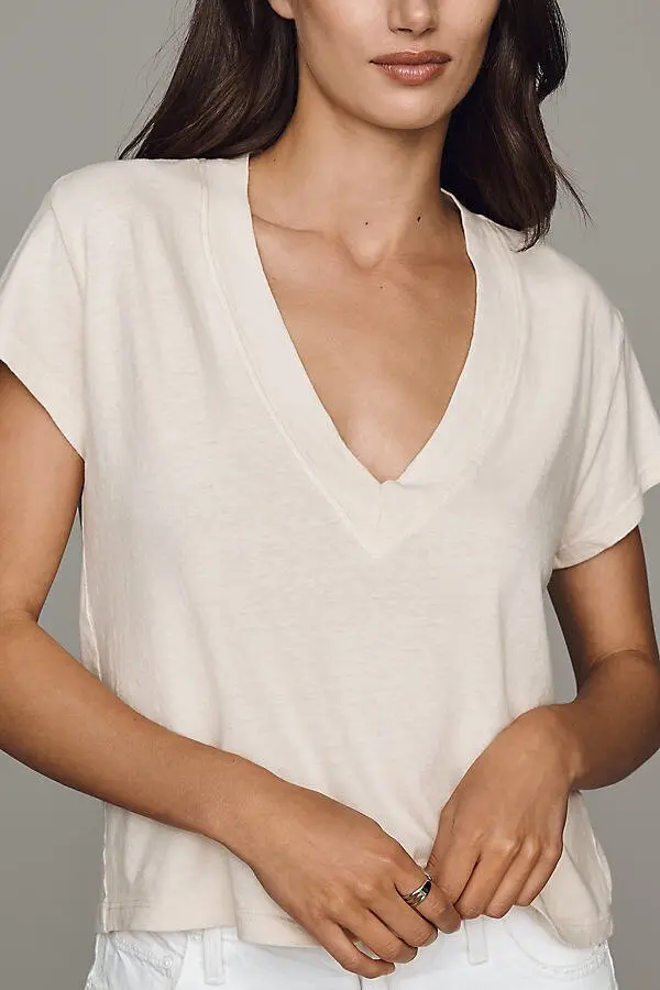 PERFECTWHITETEE Cotton Boxy V-neck T-shirt