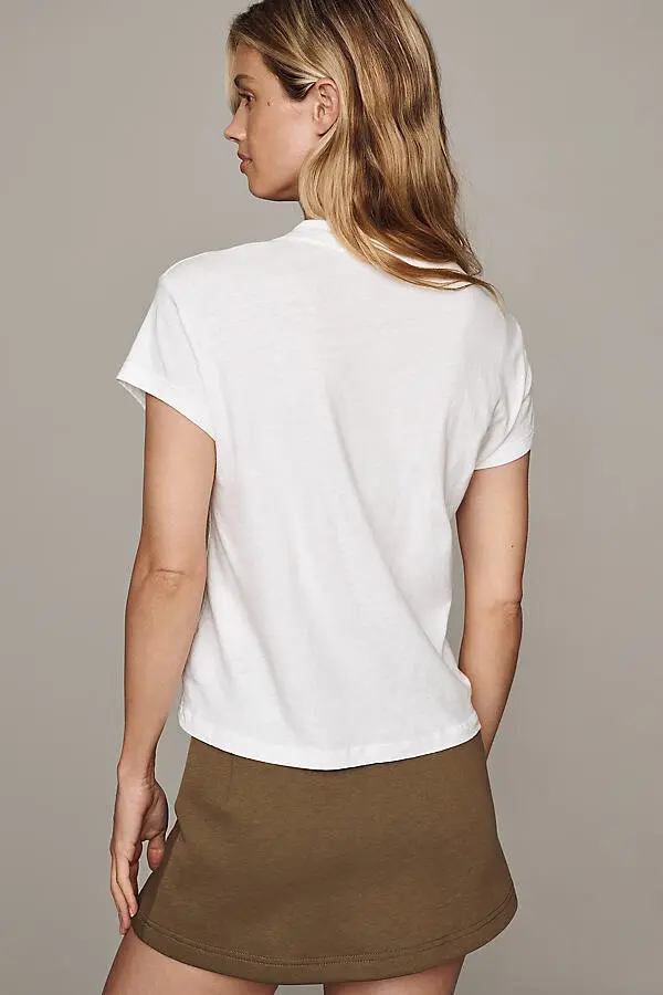 PERFECTWHITETEE Cotton Boxy V-neck Tee - White