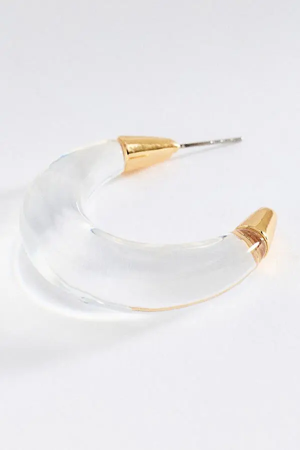 Anthropologie Tipped Res Hoop Earrgs - Clear