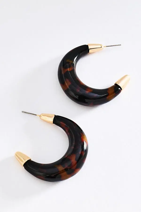 Anthropologie Tipped Resin Hoop Earrings - Tortoise