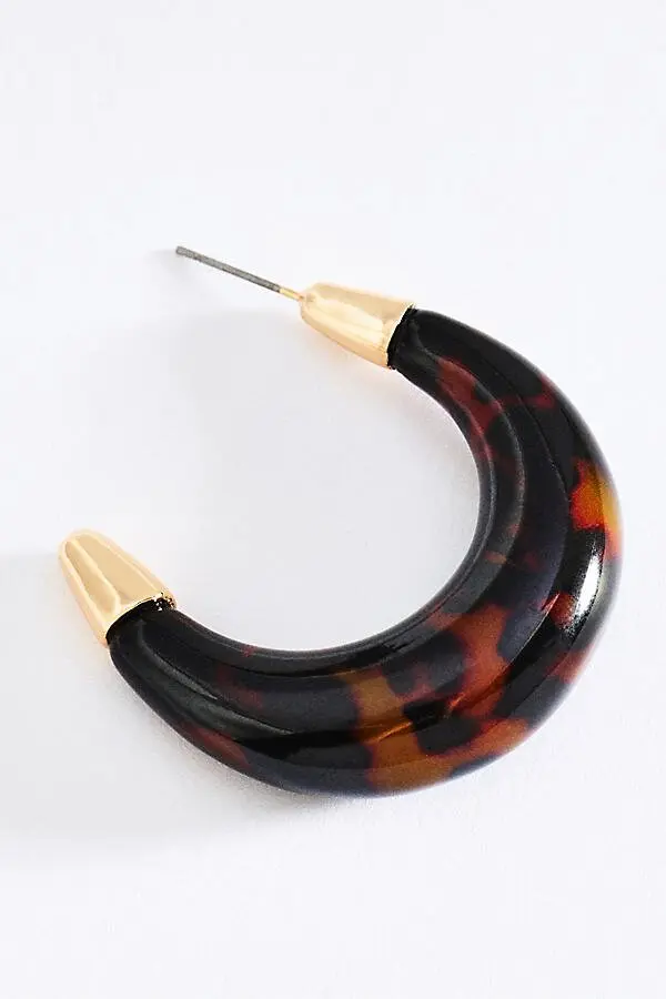 Anthropologie Tipped Res Hoop Earrgs - Tortoise