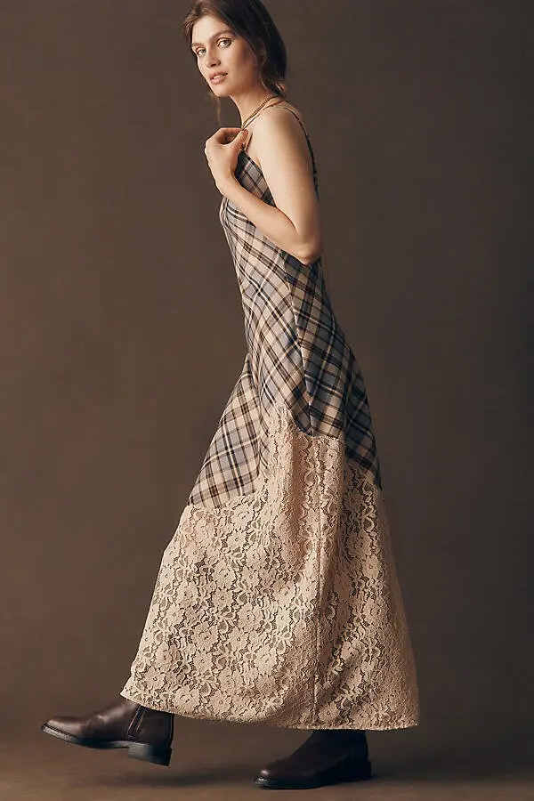 Avec Les Filles Bias Lace Maxi Dress