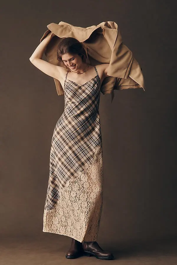 Avec Les Filles Bias Lace Maxi Dress