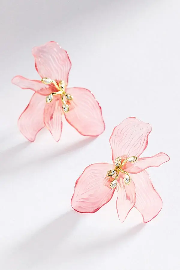 Anthropologie Sculpted Floral Earrgs - Pink