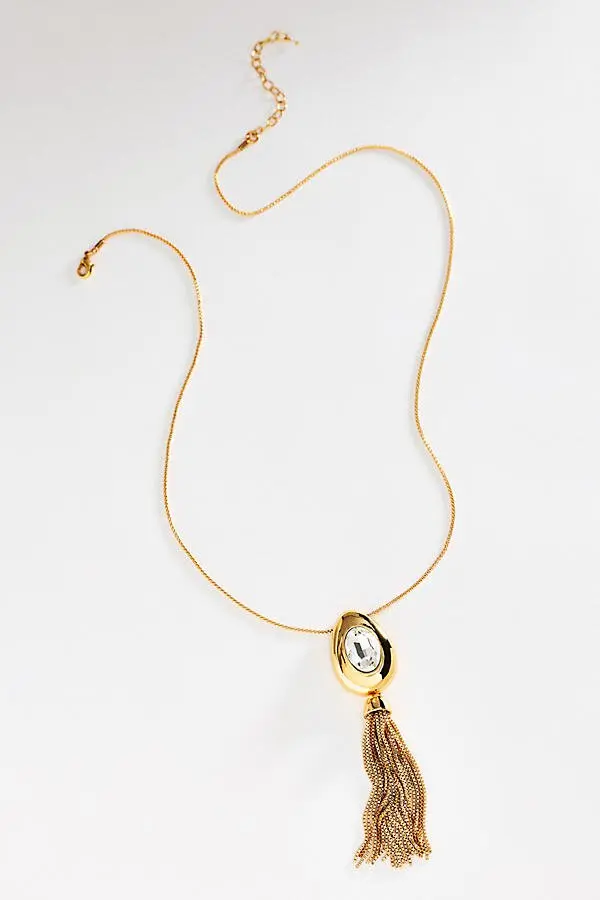 Anthropologie Organic Stone Pendant Necklace - Clear