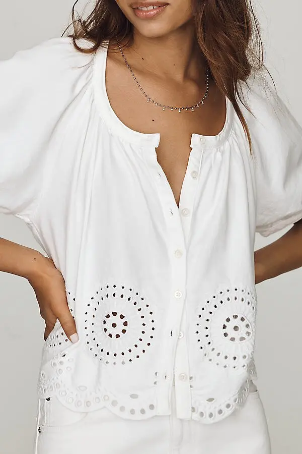 FRAME Eyelet Blouse