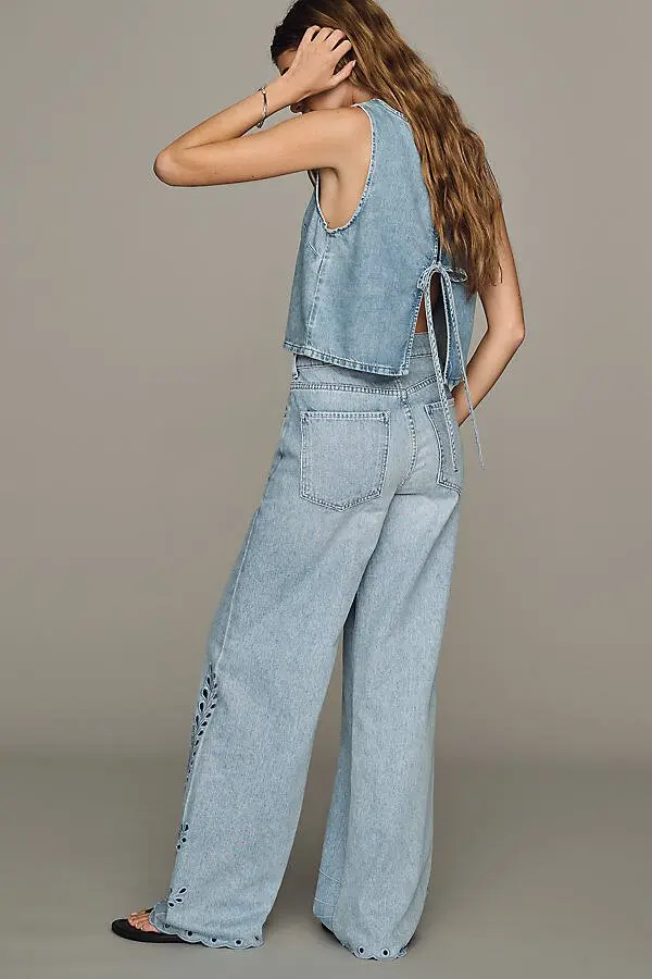 LE JEAN Alexa Boyfriend Mid Rise Relaxed Wide Leg Jeans