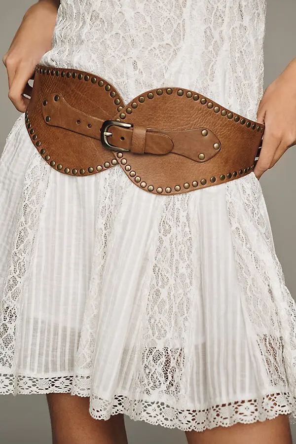 Z & L EUROPE Wide Studded Waist Belt
