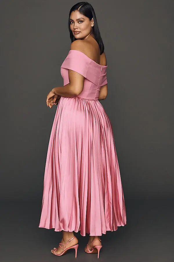 HUTCH Off-shoulder Twofer Midi Dress