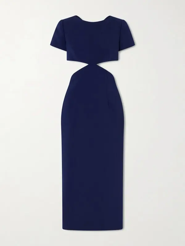 Carolina Herrera Bow-embellished Cut-out Crepe Midi Dress - Blue