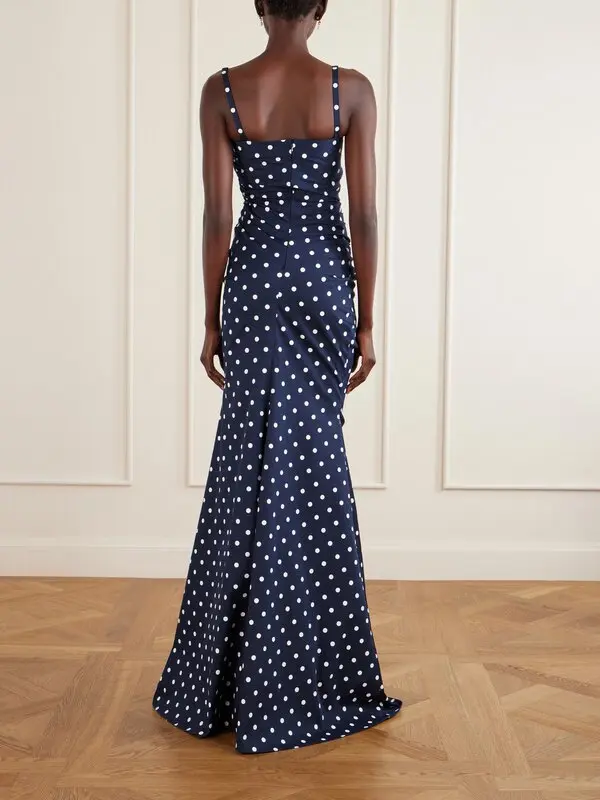 Carolina Herrera Gathered Polka Dot Cotton-blend Twill Gown