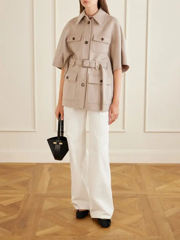 Max Mara Belted Cashmere Cape - Gray