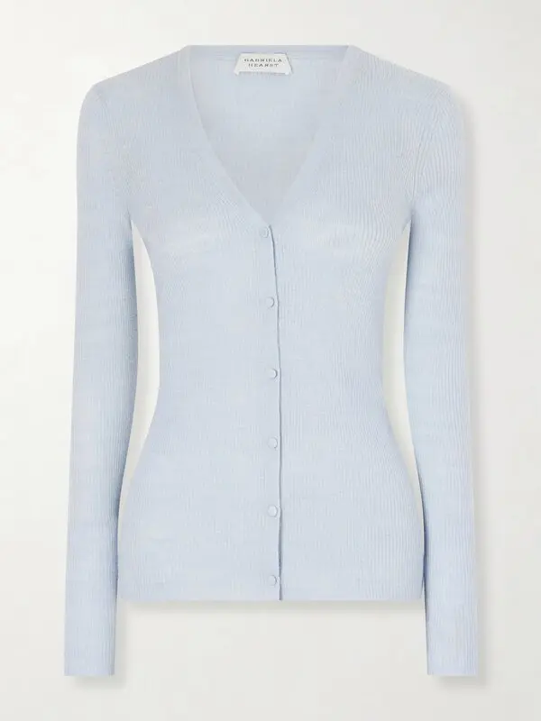 Gabriela Hearst Aiste Ribbed Cardigan - Blue