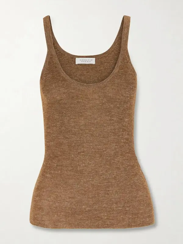 Gabriela Hearst Cinxia Ribbed Cashmere, Silk, And Hemp-blend Tank - Brown