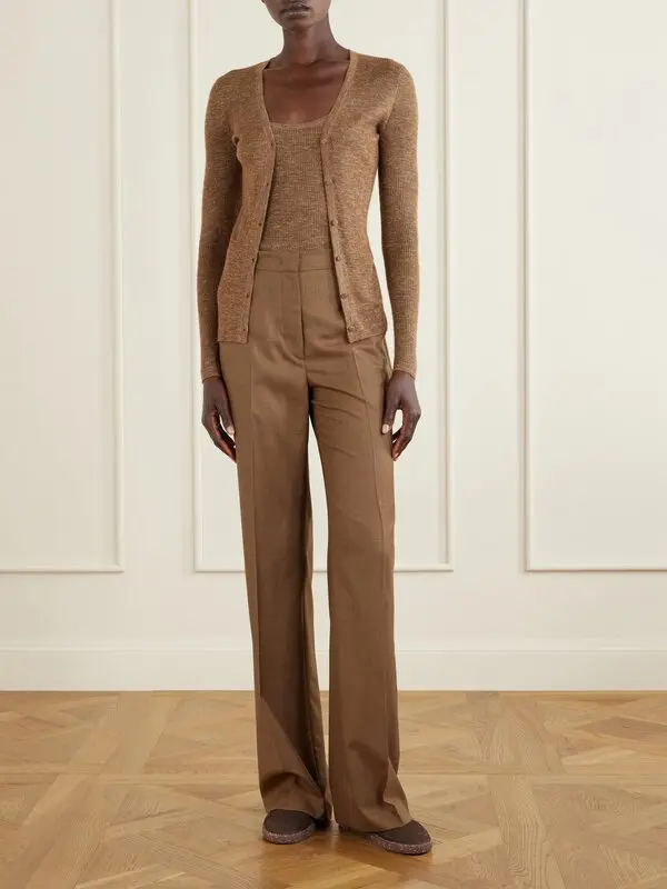 Gabriela Hearst Cinxia Ribbed Cashmere, Silk, And Hemp-blend Tank - Brown