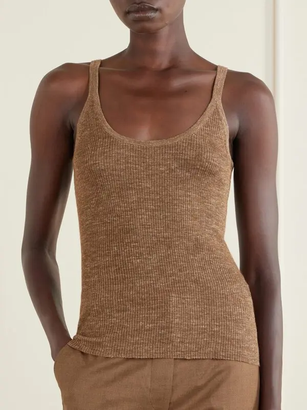 Gabriela Hearst Cinxia Ribbed Cashmere, Silk, And Hemp-blend Tank - Brown