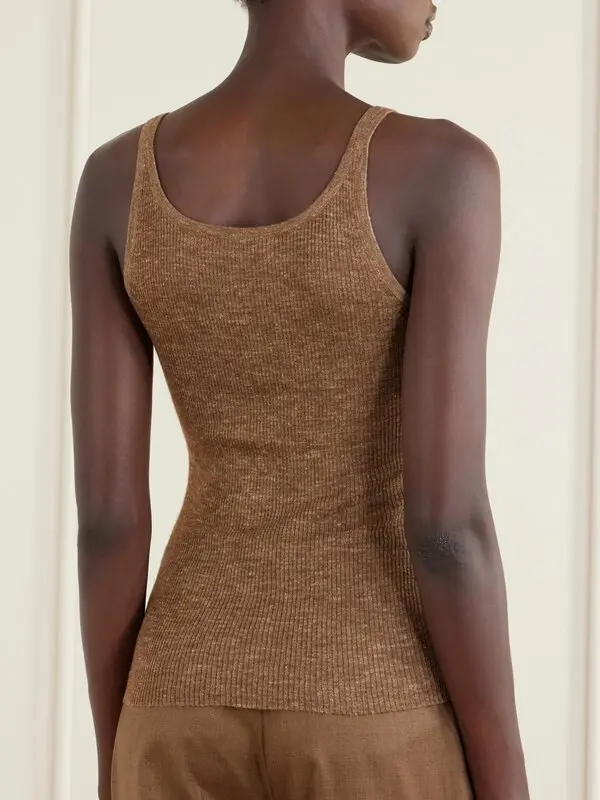 Gabriela Hearst Cinxia Ribbed Cashmere, Silk, And Hemp-blend Tank - Brown